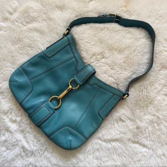 Coach | Bags | Coach Hamptons Slim Ocean Blue Leather Medium Hobo ...